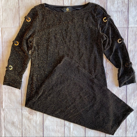 JM Collection | Dresses | Jm Collection Gold And Black Sparkle Dress ...